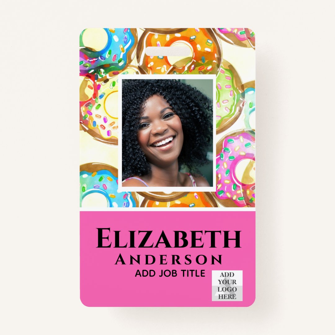 EMPLOYEE PHOTO BADGE QR Code Barcode Baker Donuts | Zazzle