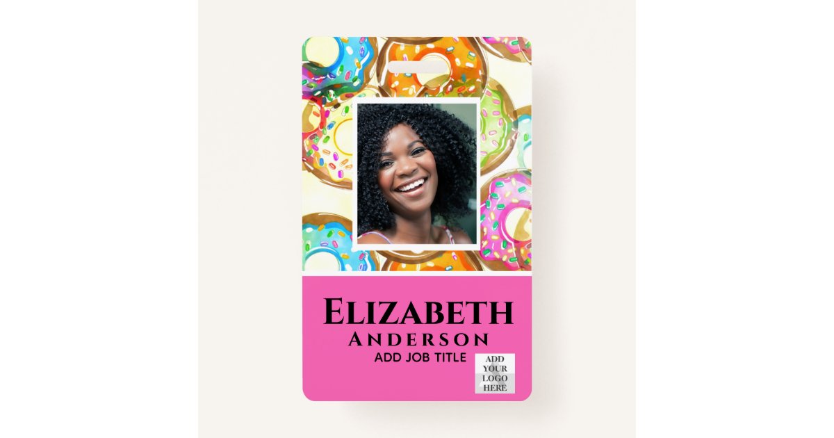 EMPLOYEE PHOTO BADGE QR Code Barcode Baker Donuts | Zazzle