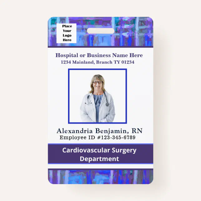 Employee Photo Bar Code Logo ID Business Badge | Zazzle