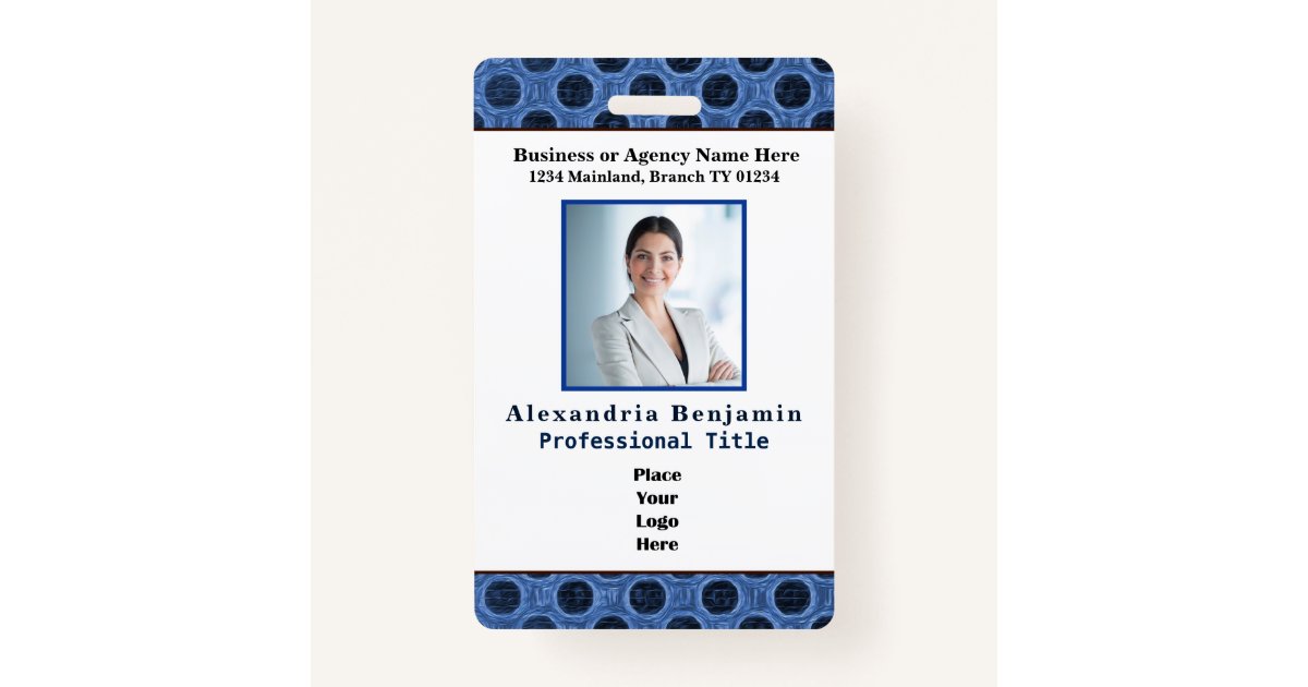 Employee Photo Bar Code Logo ID Custom Badge | Zazzle