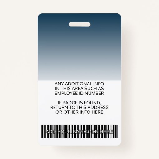 Employee - Photo, Bar Code, Logo, Name Gradient Badge | Zazzle