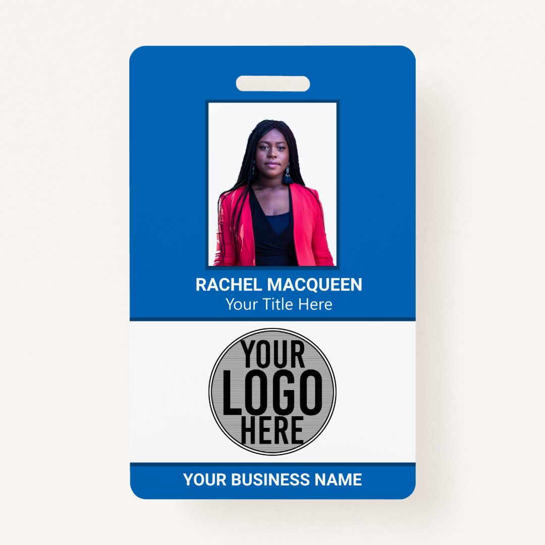 Employee Photo Barcode Logo Business Name Company Badge | Zazzle