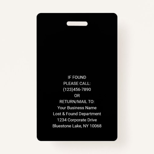 Employee Photo ID Barcode Black and White Access Badge | Zazzle