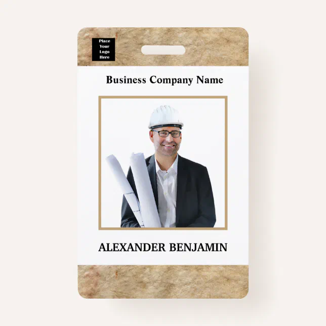 Employee Photo Id Card Logo Bar Code Custom Badge | Zazzle