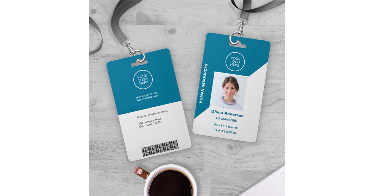 Employee Photo ID Company logo Barcode Security Badge | Zazzle