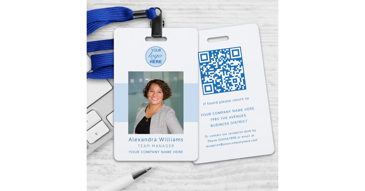 Employee photo ID Company Security QR Code Badge | Zazzle