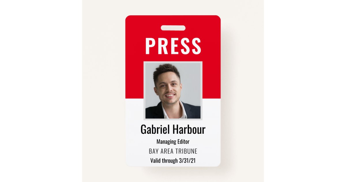 Employee Photo ID Journalist Press Pass Badge | Zazzle.com
