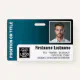 Employee Photo ID logo bar code modern linen blue Badge | Zazzle