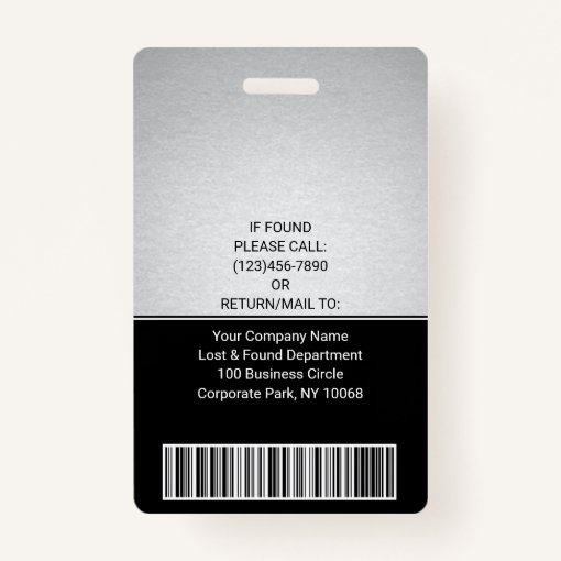 Employee Photo ID QR Barcode Logo Silver Black Badge | Zazzle