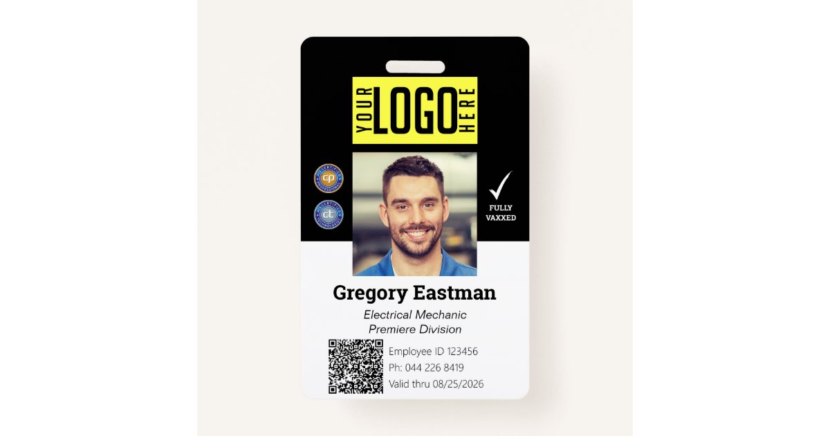 Employee Photo ID QR Code Black Badge | Zazzle