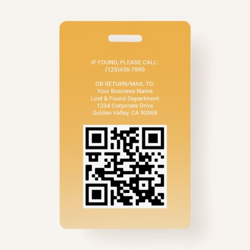Employee Photo ID QR Code Logo Yellow Gold Arc Badge | Zazzle
