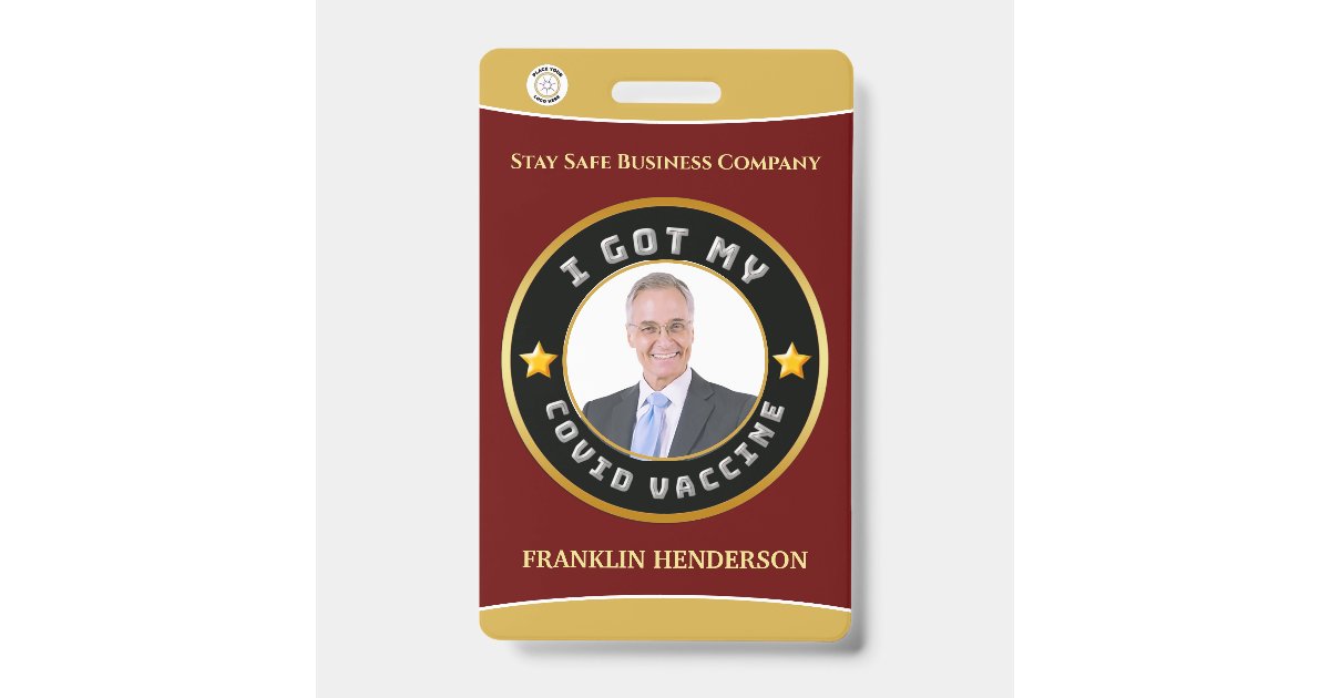 Employee Photo Logo Covid Vaccinated Custom Badge | Zazzle