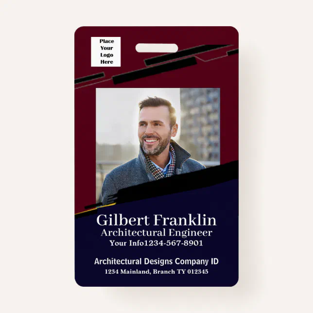 Employee Photo Logo Name Bar Code Custom Badge | Zazzle