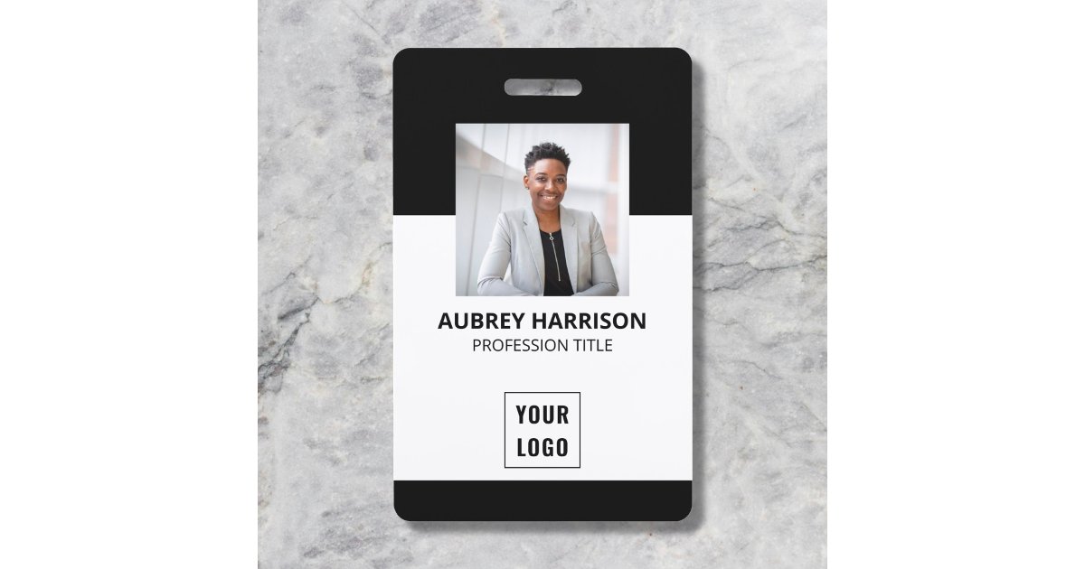 Employee Photo Modern Business Black Badge | Zazzle