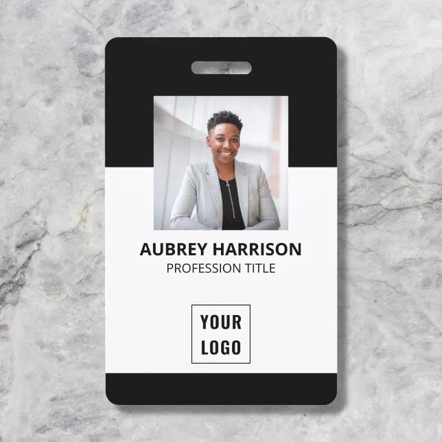 Employee Photo Modern Business Black Badge | Zazzle