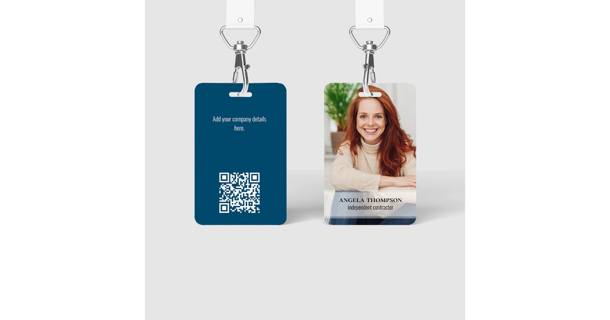 Employee Photo Name and Title QR Code Badge | Zazzle