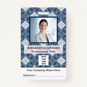Employee Photo Name Bar Code Logo ID Card Custom Badge | Zazzle