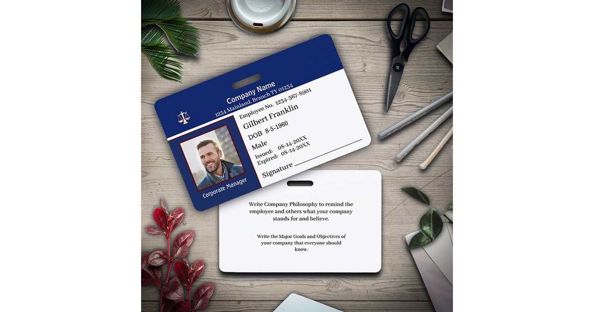 Employee Photo Name Business Logo Custom Badge | Zazzle