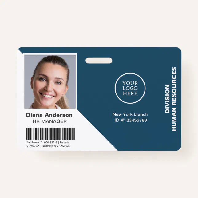 Employee Photo Name Company logo Barcode Security Badge | Zazzle