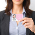 Employee Photo Name Company logo Pink Security Badge | Zazzle