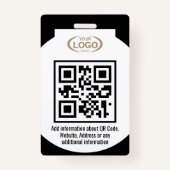 Employee Photo Name Company Logo QR Code Black Badge | Zazzle