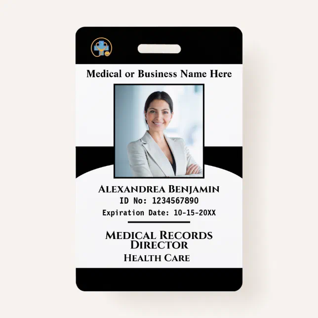 Employee Photo Name Hospital Business ID Card Badge | Zazzle