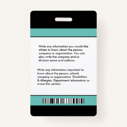 Employee Photo Name ID Card Bar Code Logo Custom Badge | Zazzle