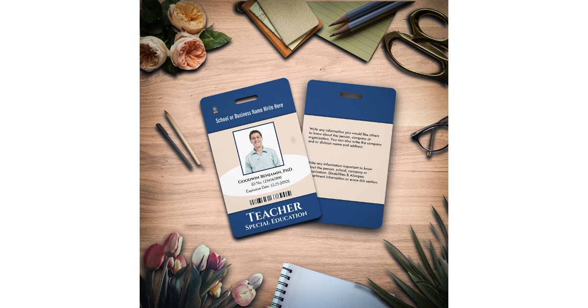 Employee Photo Name Logo Bar Code Custom Badge | Zazzle