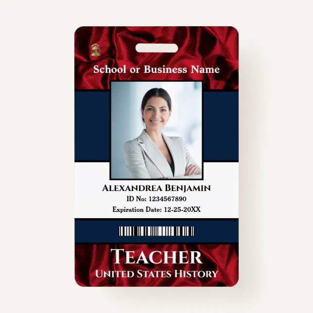 Employee Photo Name Logo Bar Code Custom Badge | Zazzle