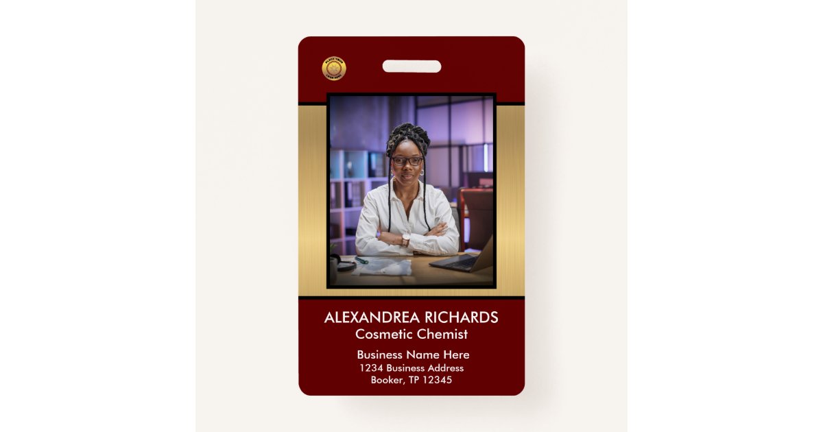 Employee Photo Name Logo Bar Code ID Card Custom Badge | Zazzle