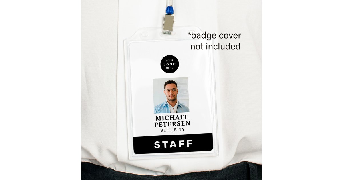 Employee photo name security ID company logo Badge | Zazzle