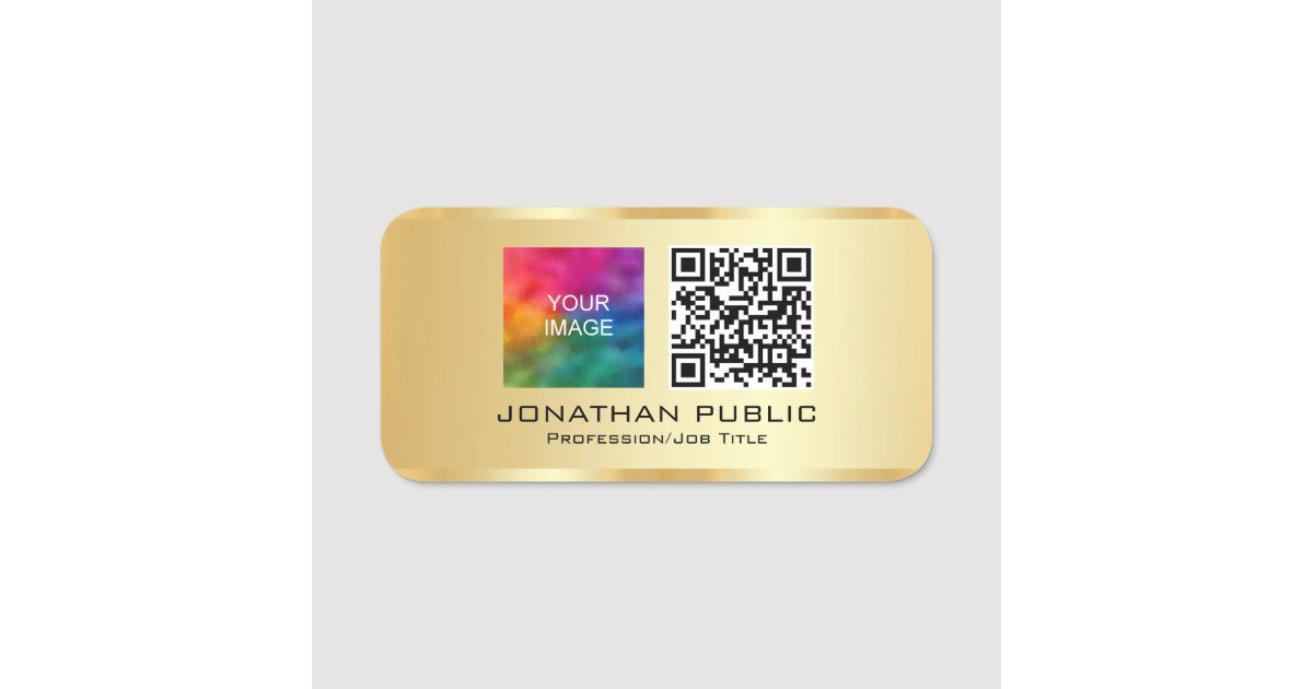 Employee Photo Or Business Logo Here QR Code Name Tag | Zazzle