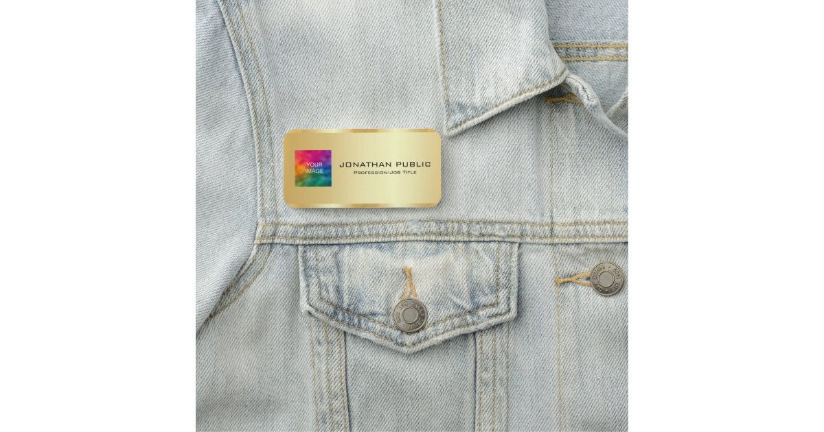 Employee Photo Or Logo Here Magnetic Or Safety Pin Name Tag | Zazzle