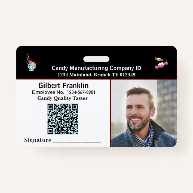 Employee Photo QR Code ID Identification Custom Badge | Zazzle