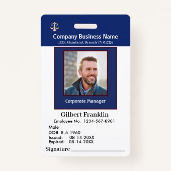 Employee Photo Signature Logo Name Custom ID Badge | Zazzle