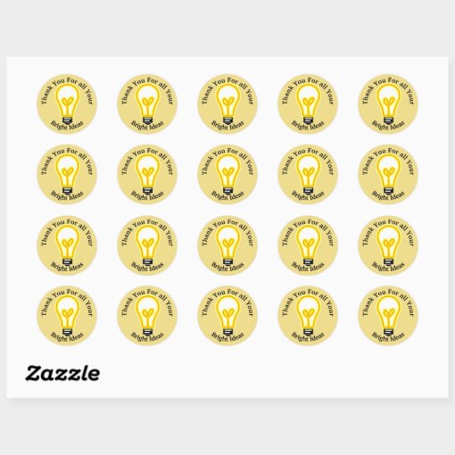 Employee Recognition Bright Ideas Light Bulb Classic Round Sticker | Zazzle