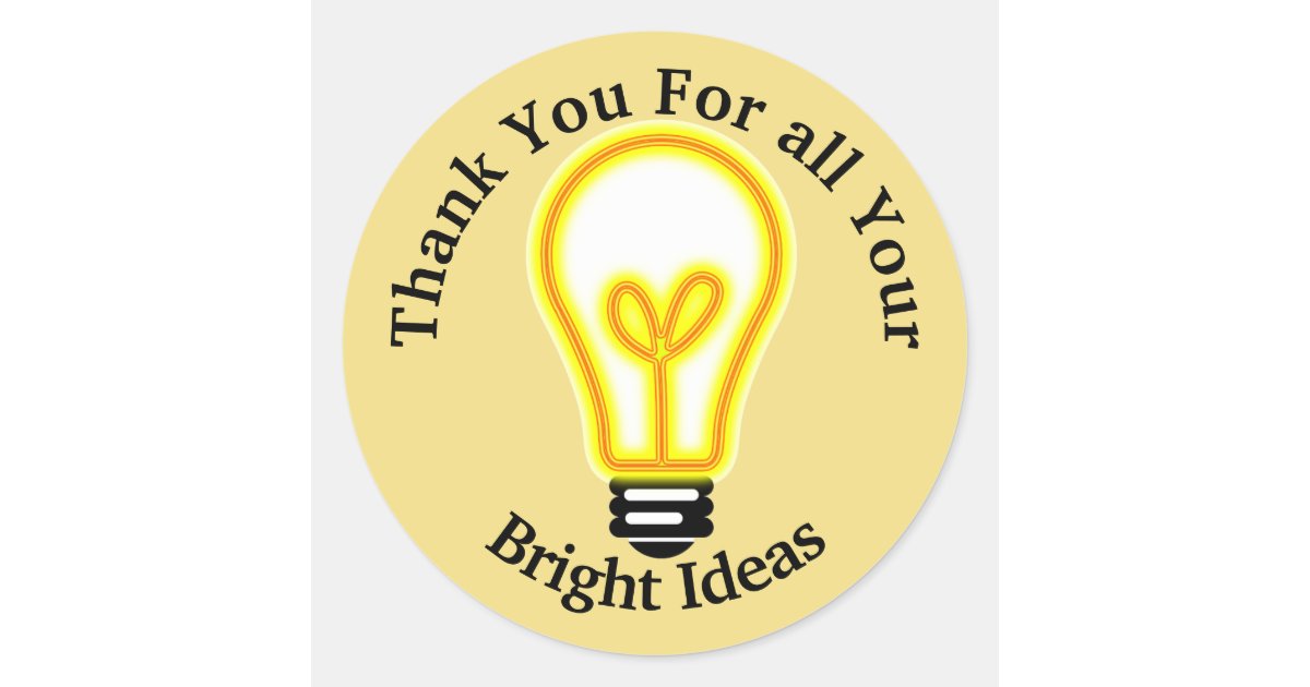 Employee Recognition Bright Ideas Light Bulb Classic Round Sticker | Zazzle