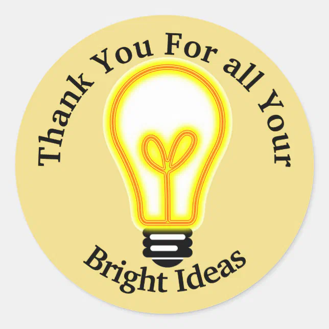 Employee Recognition Bright Ideas Light Bulb Classic Round Sticker | Zazzle