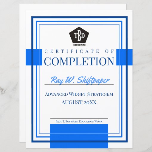 Employee recognition certificate of completion | Zazzle