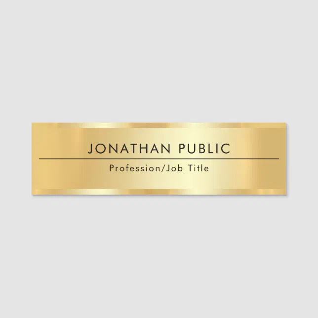 Employee Staff Template Custom Elegant Modern Gold Name Tag | Zazzle