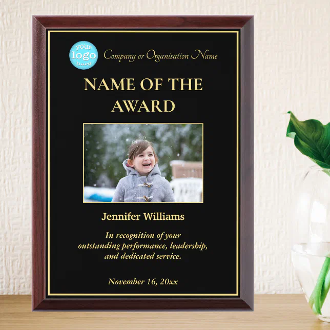 Employee Team Recognition Achievement Photo Logo Award Plaque | Zazzle