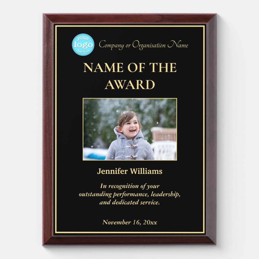 Employee Team Recognition Achievement Photo Logo Award Plaque | Zazzle