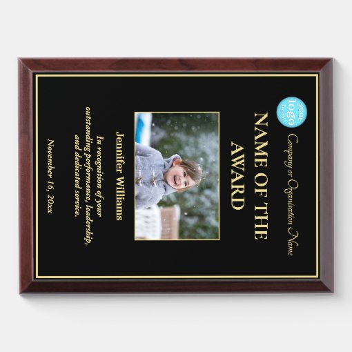 Employee Team Recognition Achievement Photo Logo Award Plaque | Zazzle