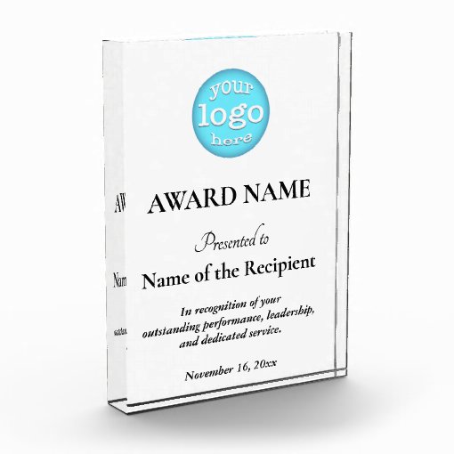 Employee Team Recognition Appreciation Custom Logo Acrylic Award | Zazzle