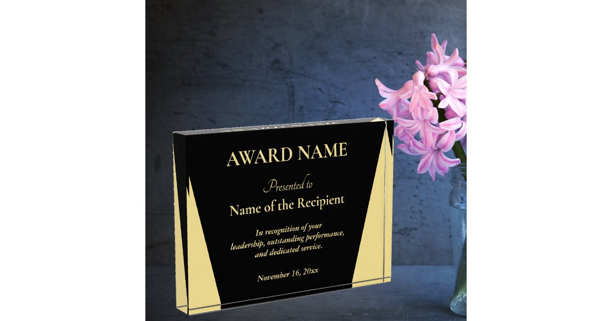 Employee Team Service Recognition Achievement Gold Acrylic Award | Zazzle