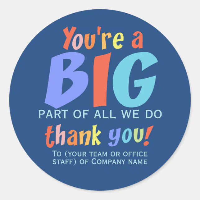 Employee Team Thank You Company Classic Round Sticker | Zazzle