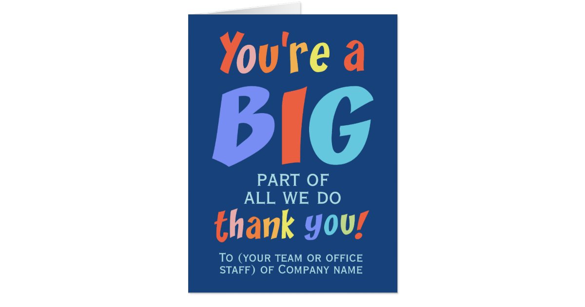 Employee Team Thank You Company Jumbo Card | Zazzle
