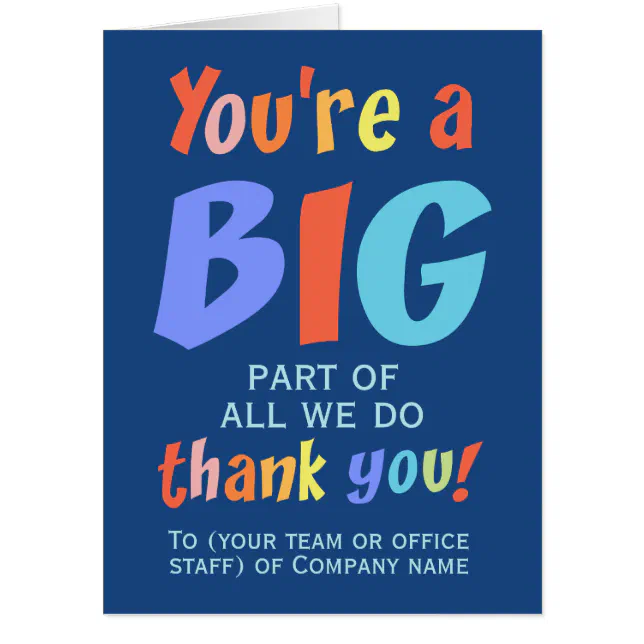 Employee Team Thank You Company Jumbo Card | Zazzle