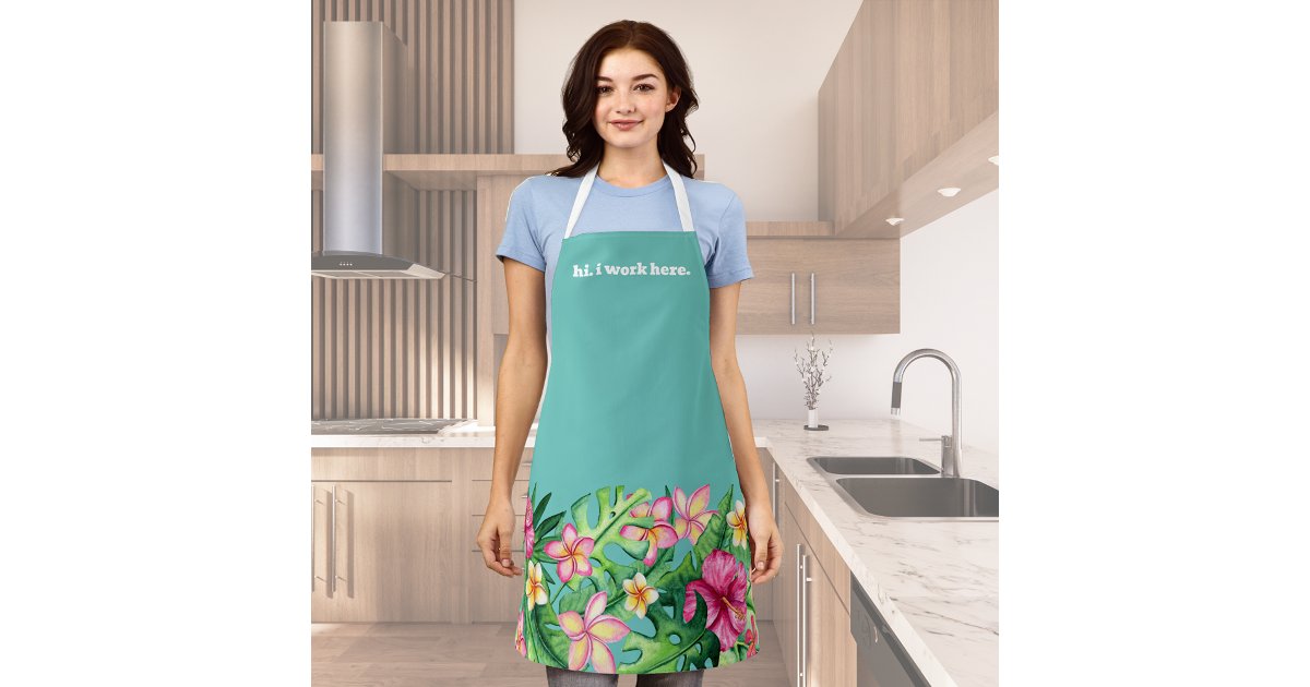 Employee Tropical Flower Border Apron | Zazzle