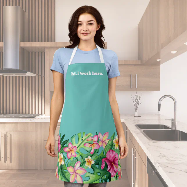 Employee Tropical Flower Border Apron | Zazzle